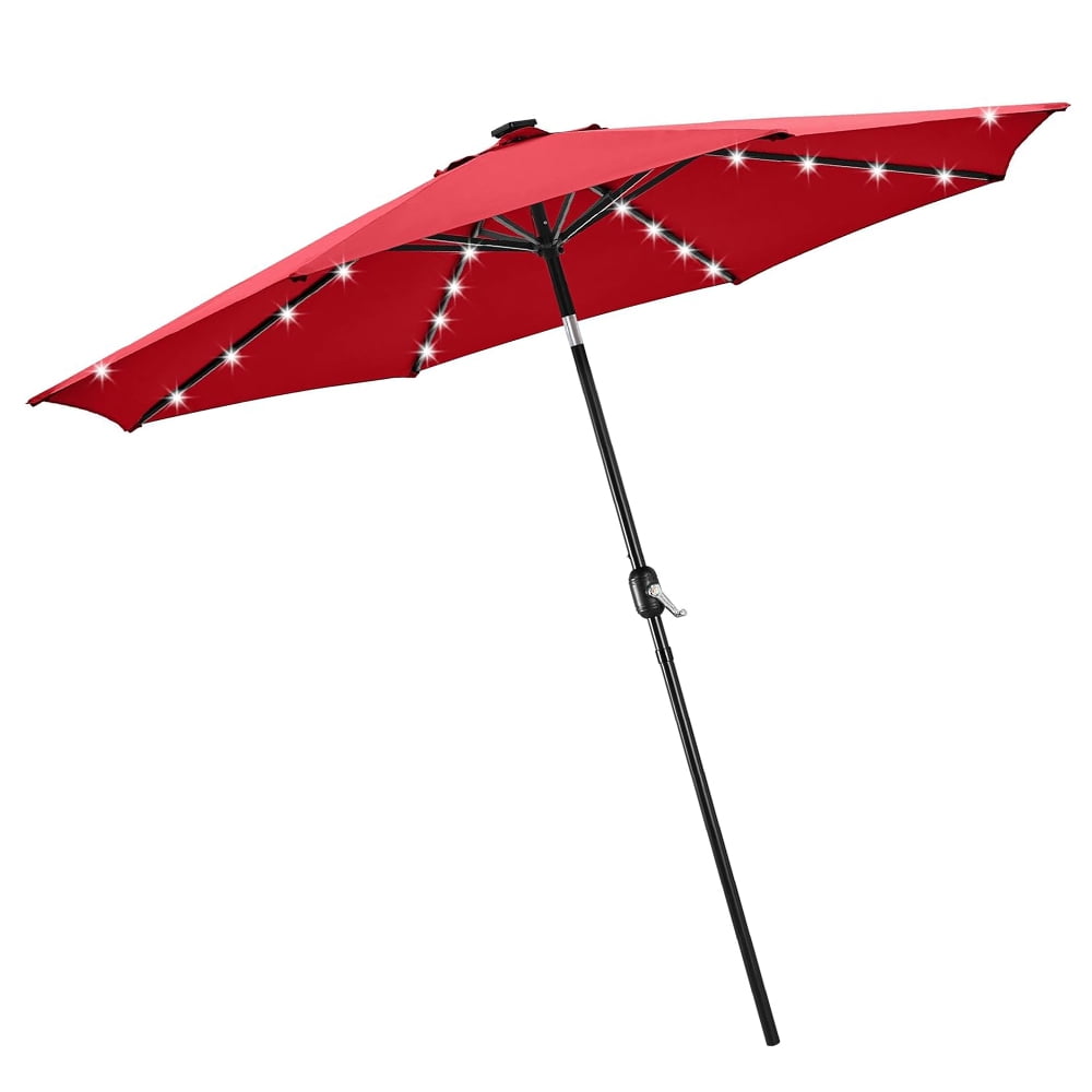 10 FT Solar Powered Patio Umbrella, Market Table Umbrella with 32 LED ...