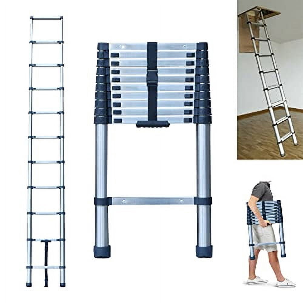 10 FT Telescoping Ladder, Multi-Purpose Extension Ladder with Safety ...