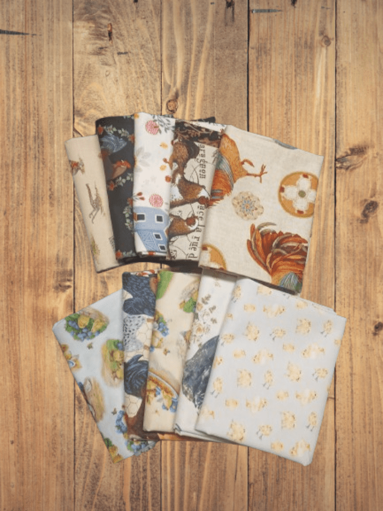 10 Fat Quarters - Assorted Chickens and Roosters Theme Fat Quarter ...
