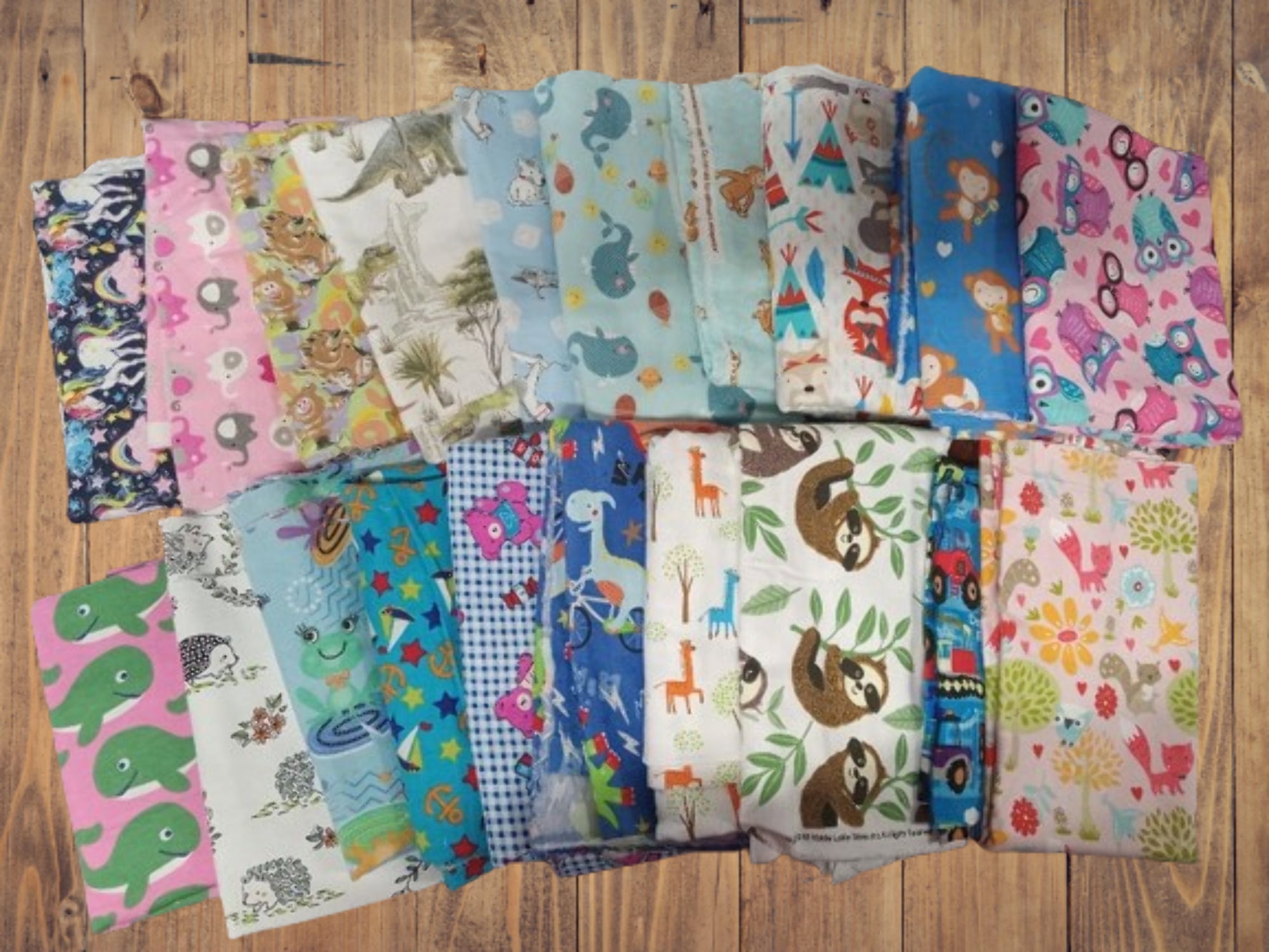 10 Fat Quarters - Assorted Children's Flannel Fat Quarter Bundle ...