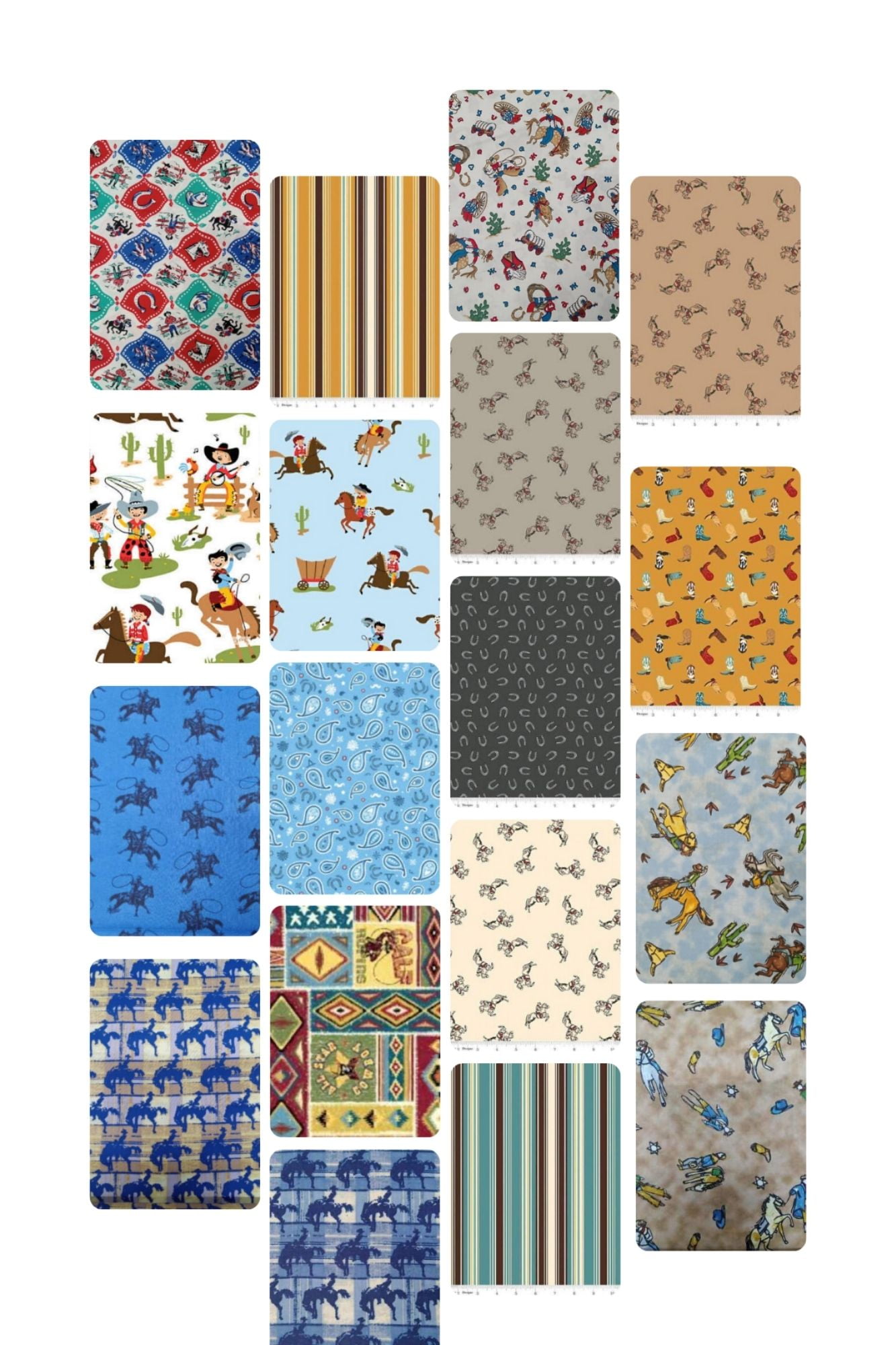 10 Fat Quarters - Assorted Children's Western Cowboy Fat Quarter Cotton ...