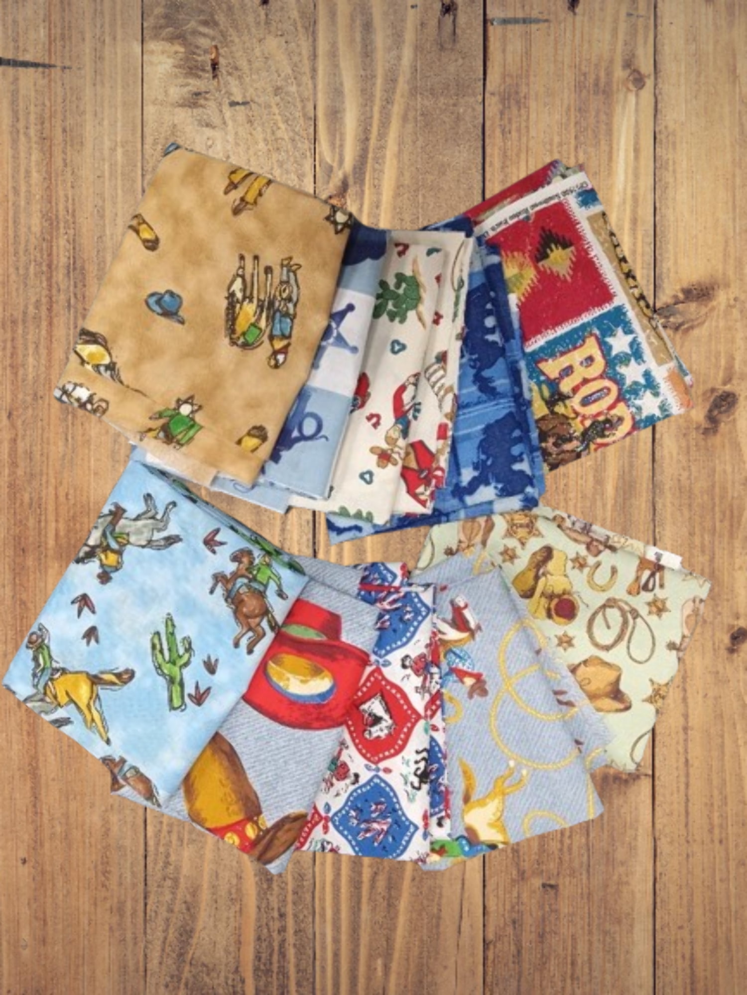 10 Fat Quarters - Assorted Children's Western Cowboy Fat Quarter Cotton ...