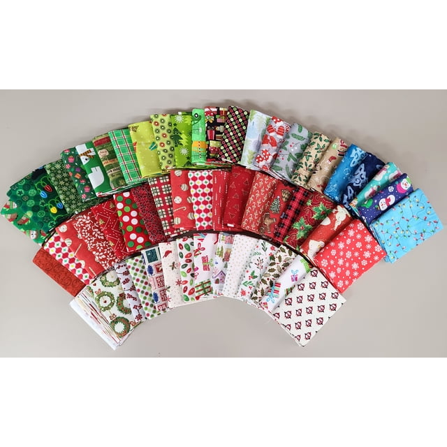 10 High Quality Cotton Fabric Fat Quarters - Assorted Xmas Holiday ...