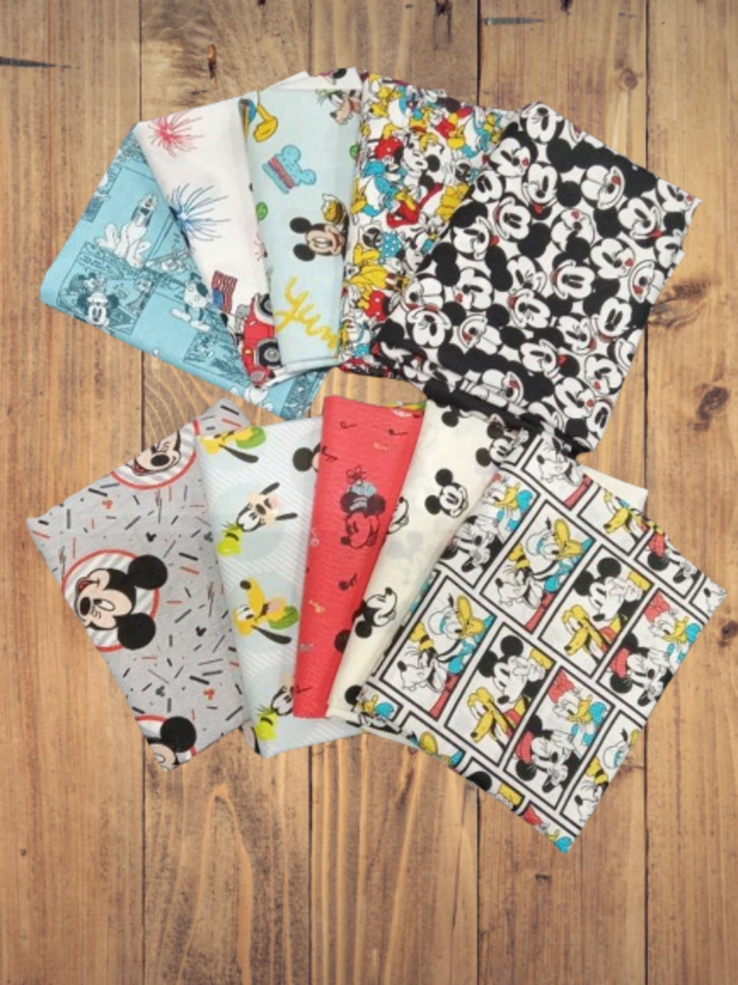 10 Fat Quarters - Assorted Disney Mickey Mouse and Friends Fat Quarter ...