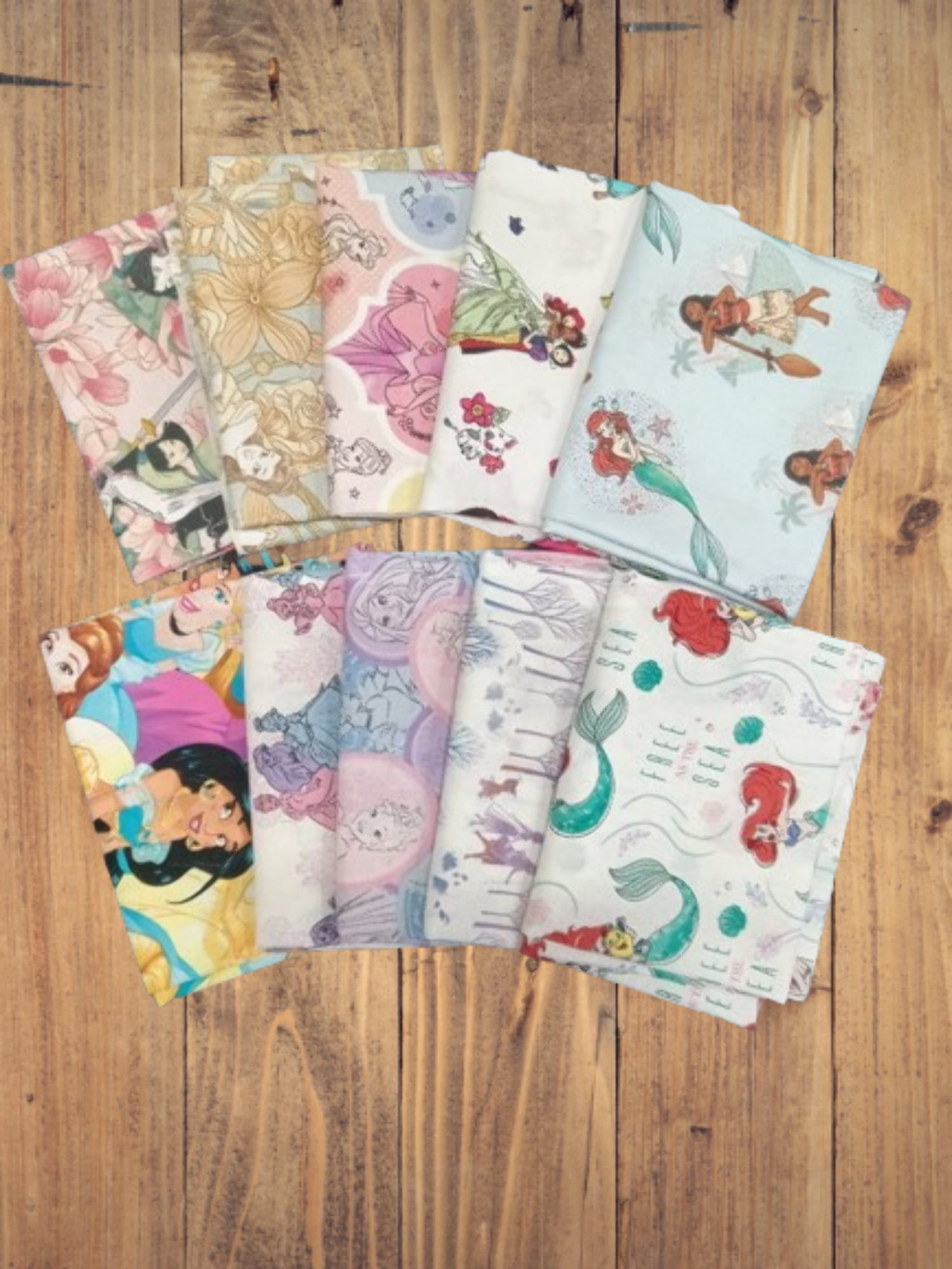 10 Fat Quarters - Assorted Disney Princesses Fat Quarter Bundle ...