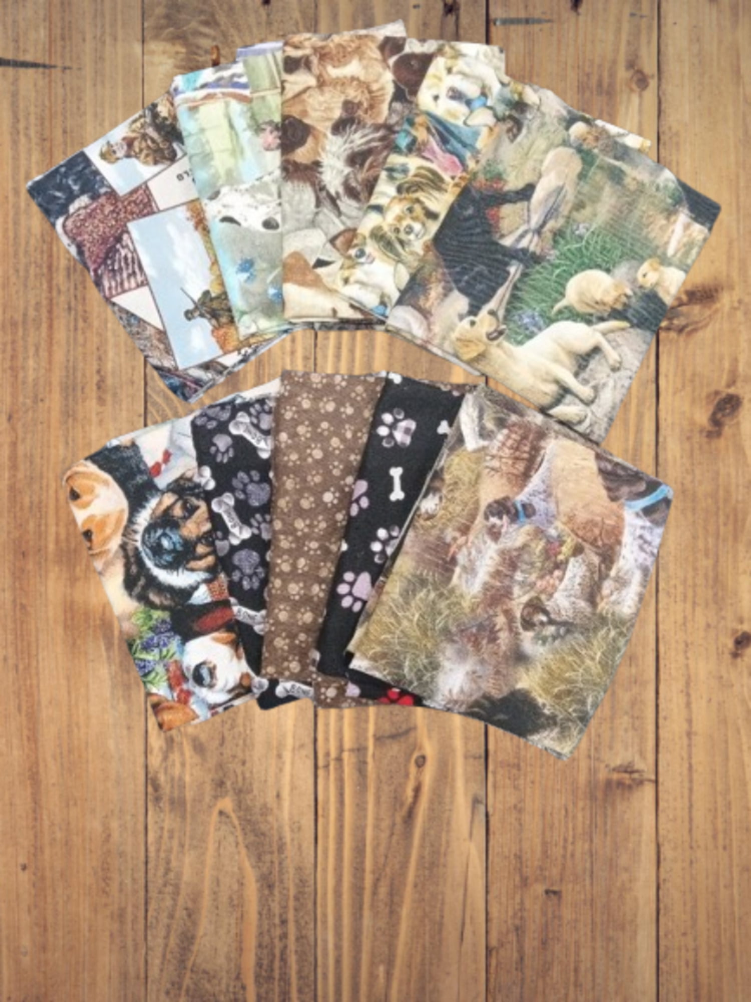 10 Fat Quarters - Assorted Dogs, Paw prints, Dog Bones Fat Quarter ...