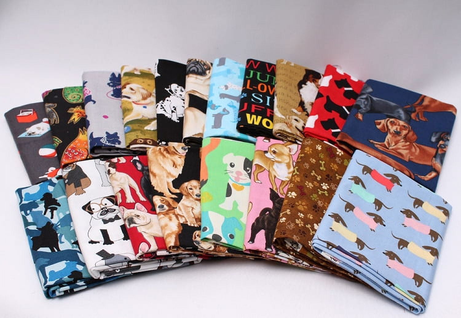 10 Fat Quarters - Assorted Dogs, Puppies, Paw prints, Dog Bones Fat ...