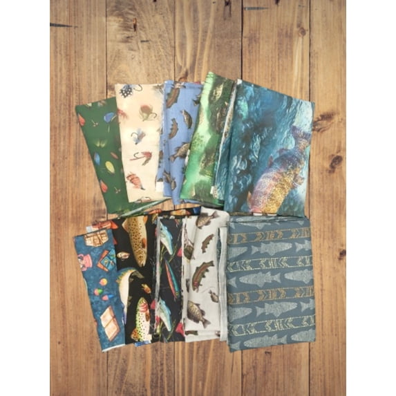 10 Fat Quarters - Assorted Fishing Fish Fat Quarter Bundle - Walmart.com