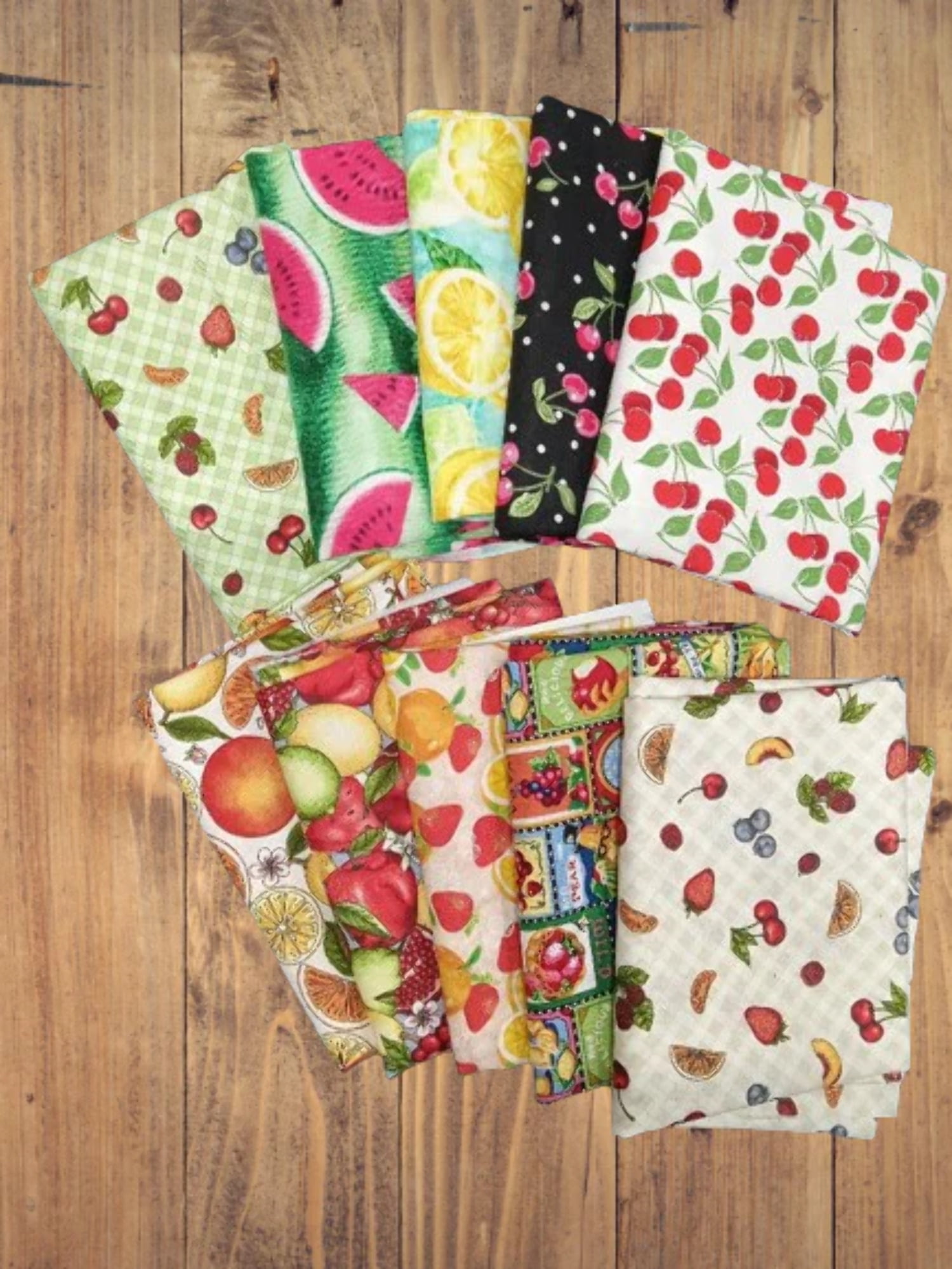 10 Fat Quarters - Assorted Fruit Theme Prints Fat Quarter Bundle ...