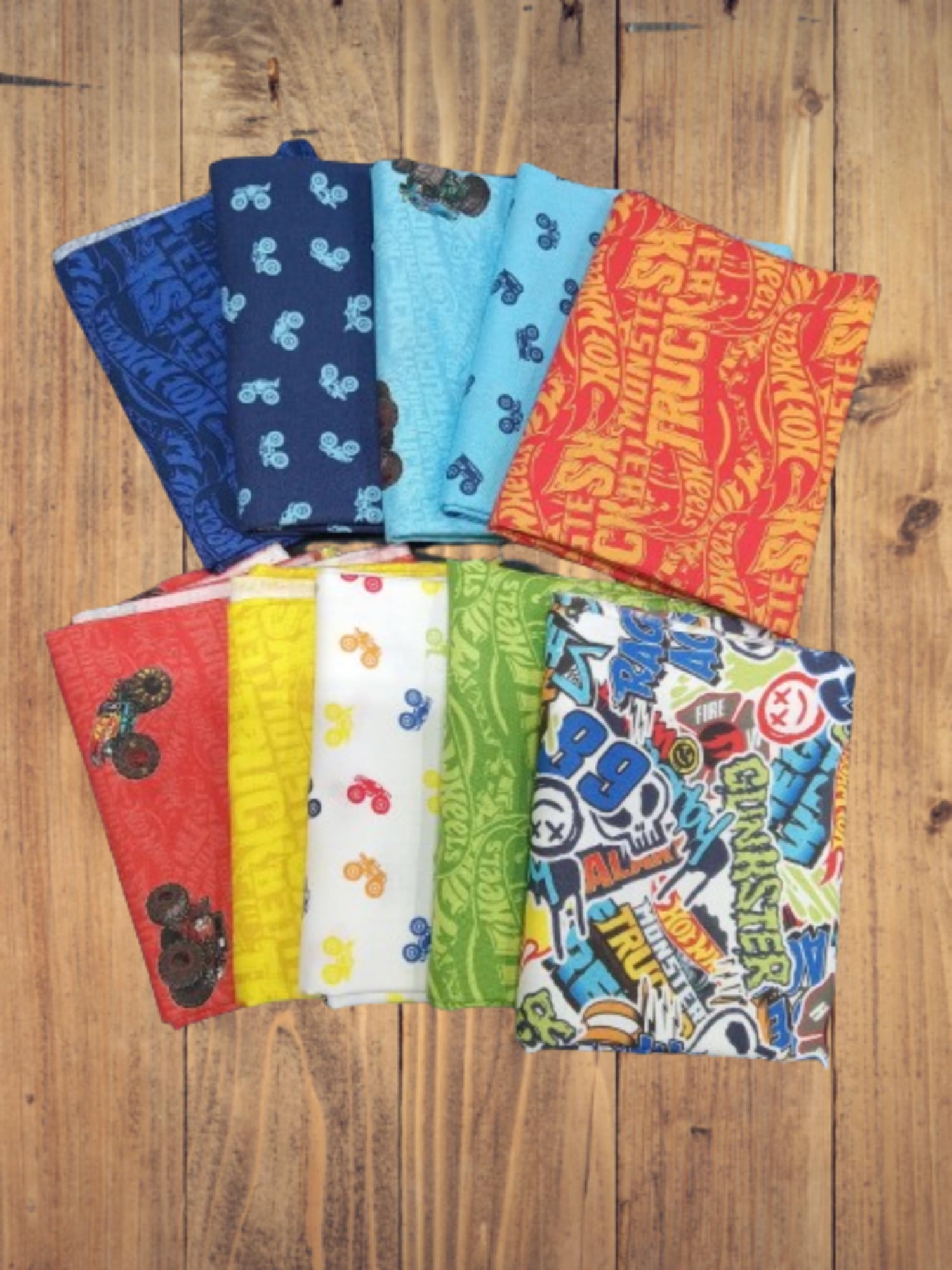 10 Fat Quarters - Assorted Hot Wheels Monster Trucks Fat Quarter Bundle ...