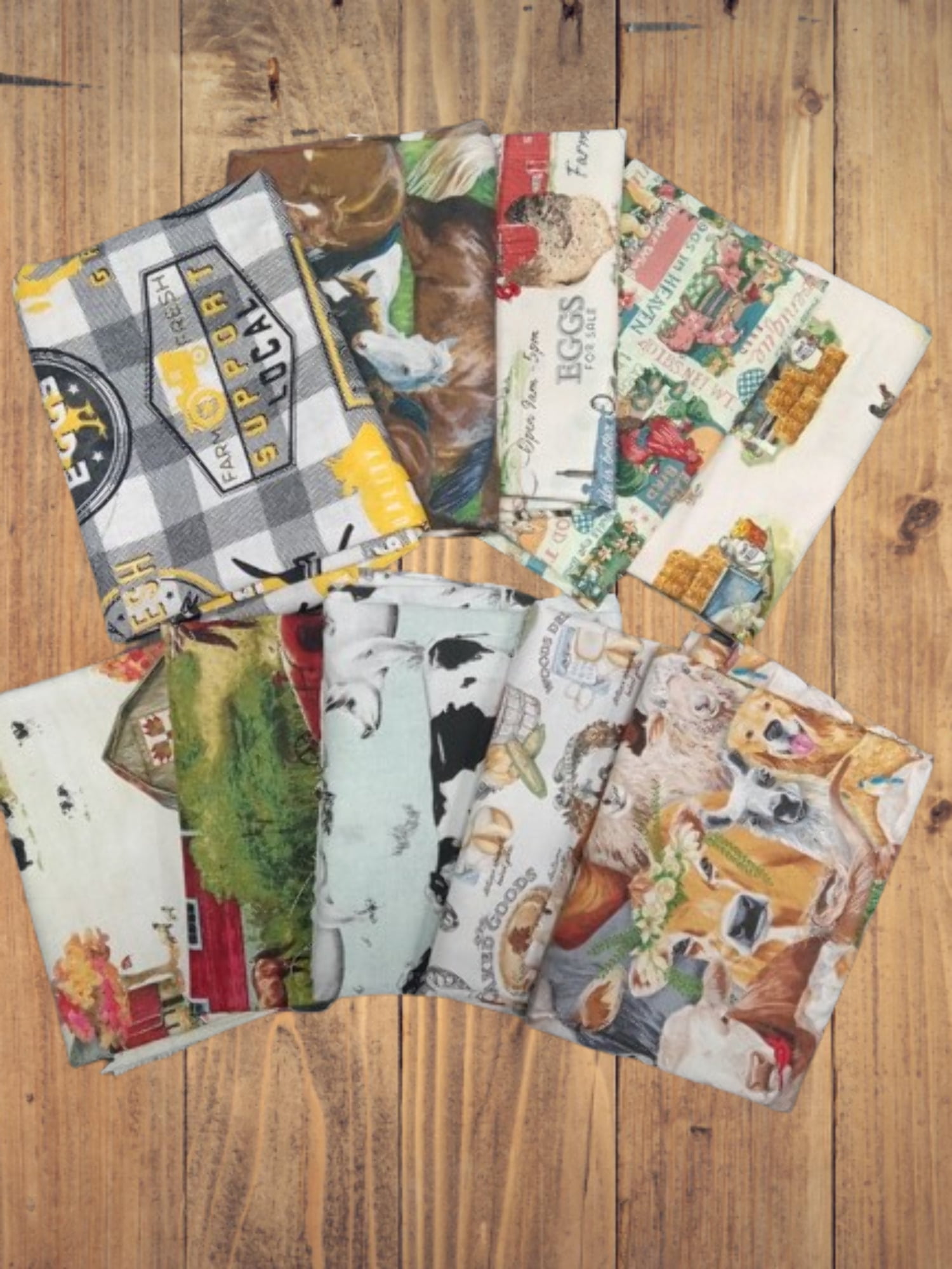 10 Fat Quarters - Assorted Life On The Farm Fat Quarter Cotton Bundle ...