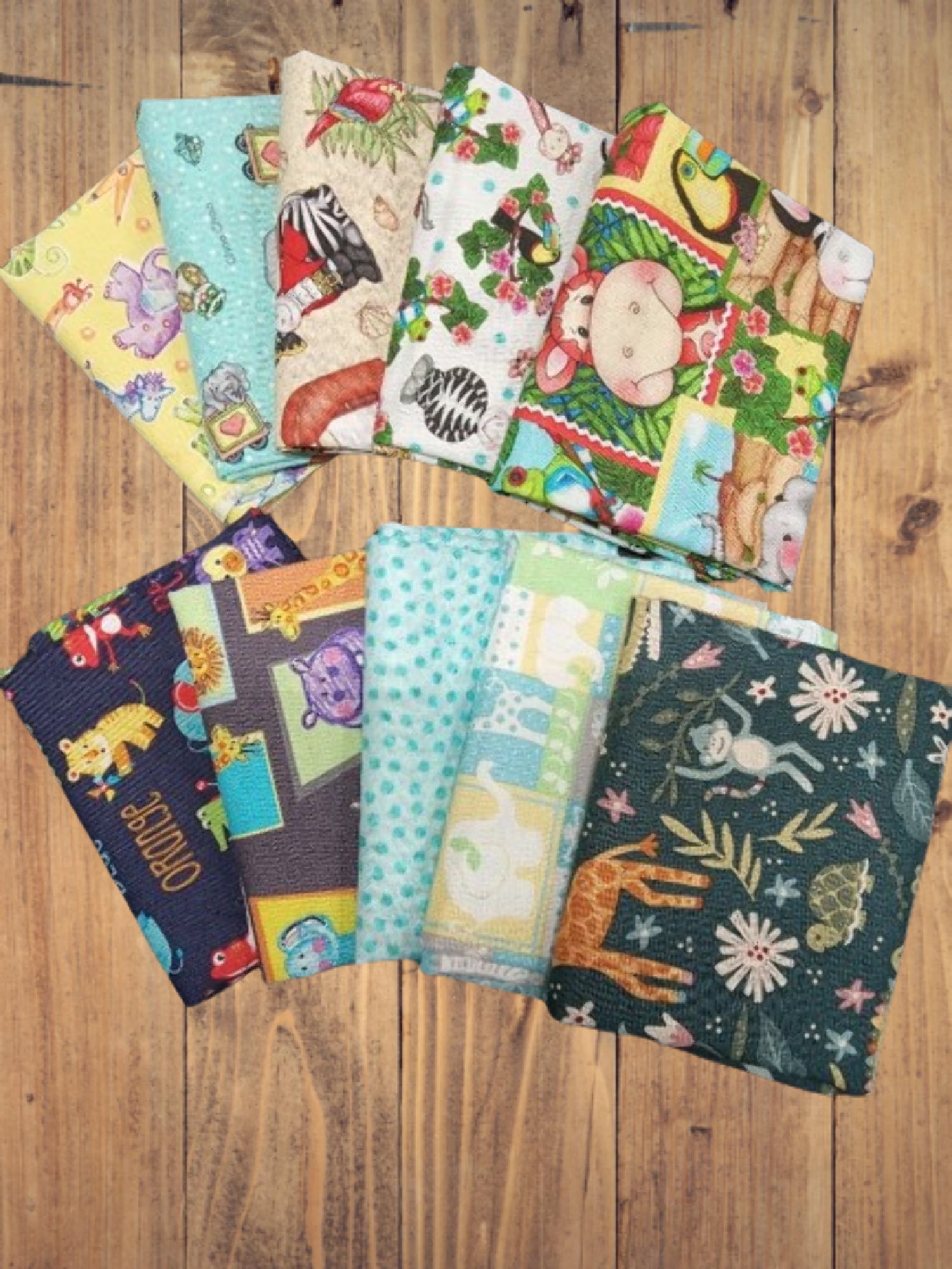 10 Fat Quarters - Assorted Nursery Safari Colorful Fat Quarter Bundle ...