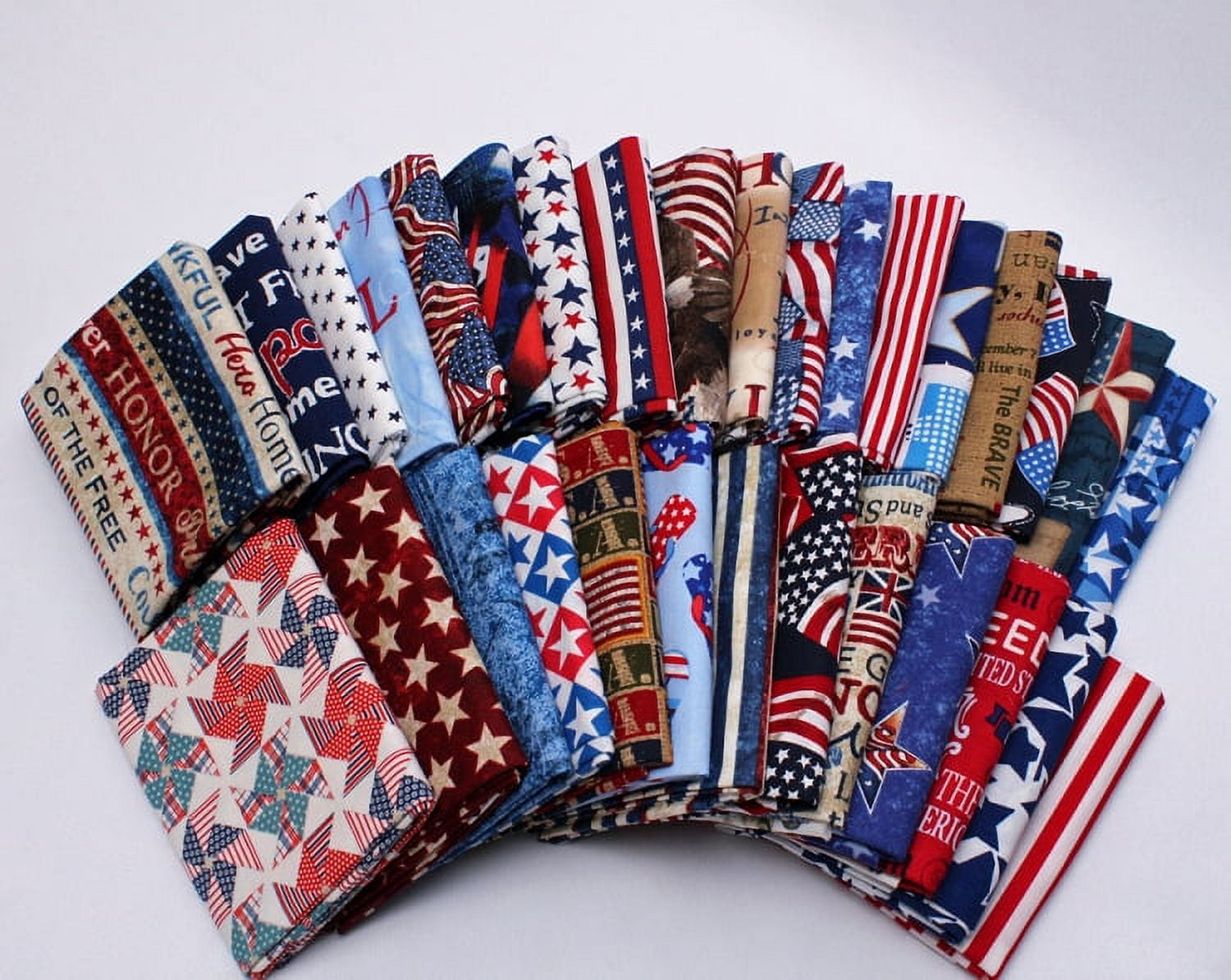 10 Fat Quarters - Assorted USA Patriotic Fat Quarter Bundle - Walmart.com