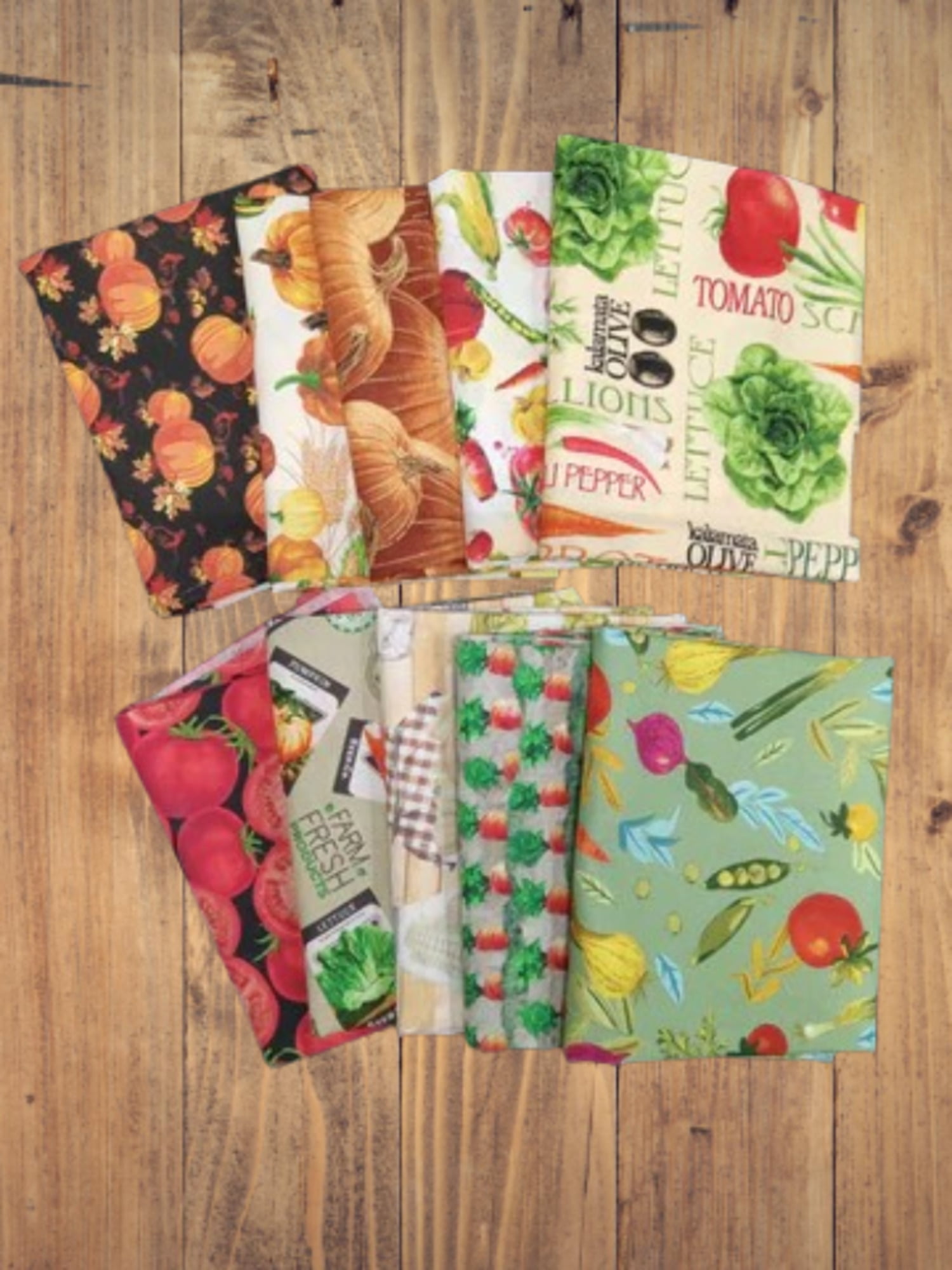 10 Fat Quarters - Assorted Veggies Theme Prints Fat Quarter Bundle ...