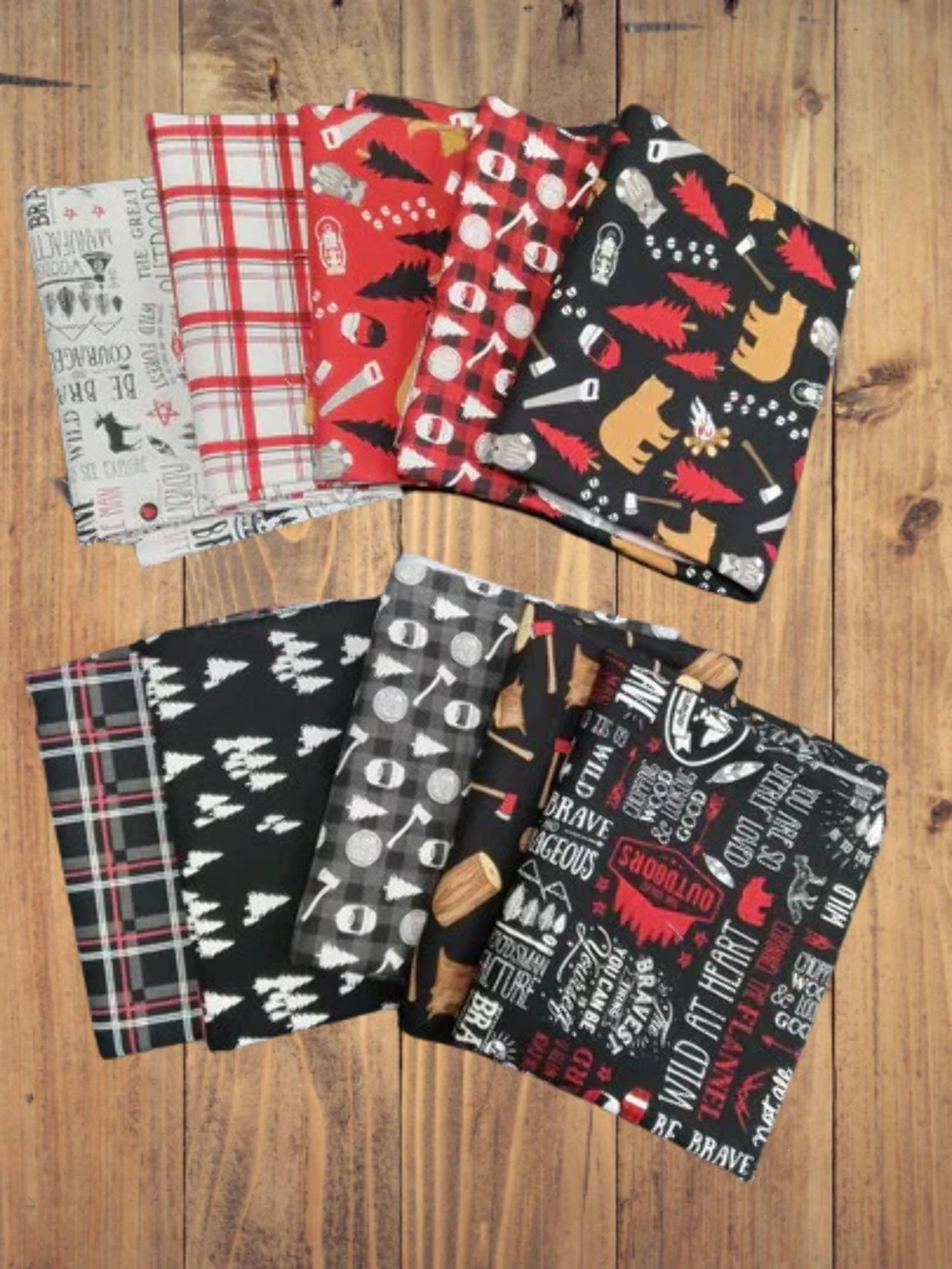 10 Fat Quarters - Assorted Woodsman The Great Outdoors Fat Quarter ...