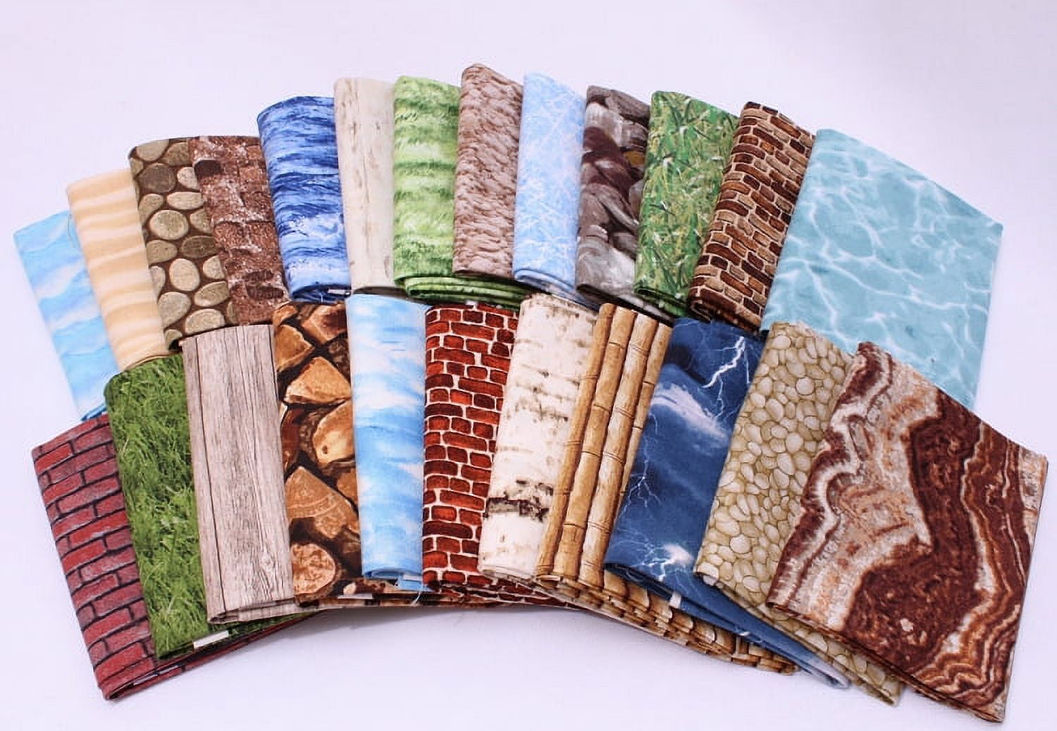 10 Fat Quarters - Landscape Quilt Collage Nature Grass Birch Bark Water ...