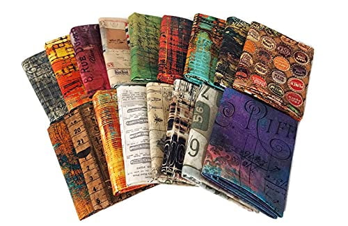 10 Fat Quarters - Tim Holtz Eclectic Elements & Abandoned Assorted Free ...