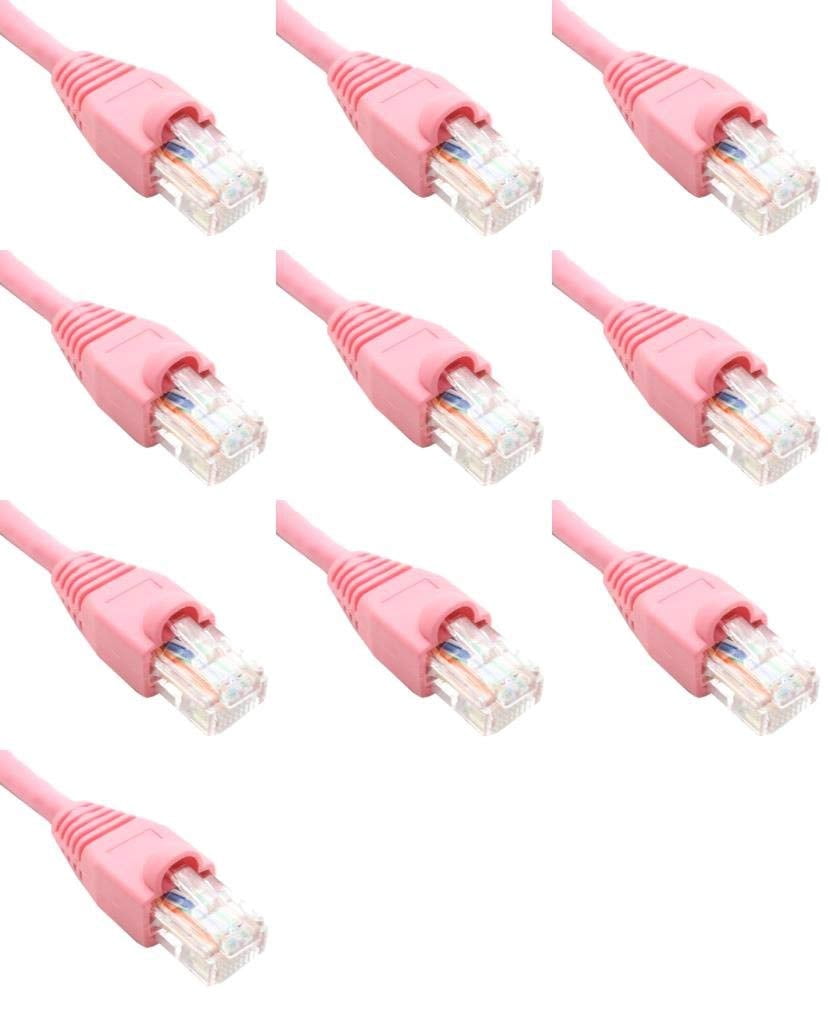 10 Feet Cat6 Ethernet Network Patch Cables Pink RJ45 m/m (10 Pack ...