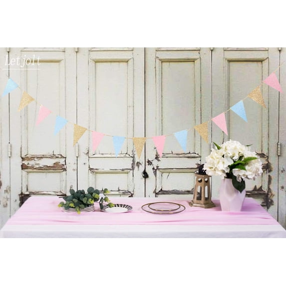 10 Feet Gender Reveal Party Banner Glitter Paper Decoration Anniversary ...