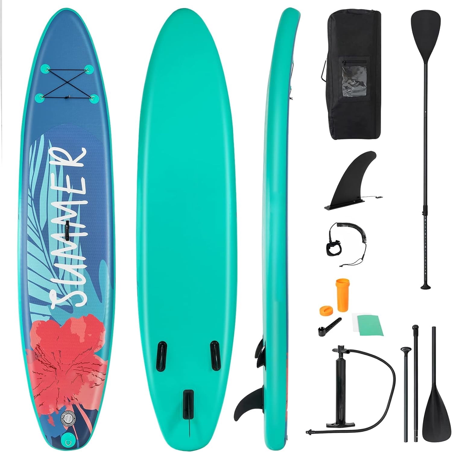 10 Feet Inflatable Stand Up Paddle Board with Backpack Leash Aluminum ...