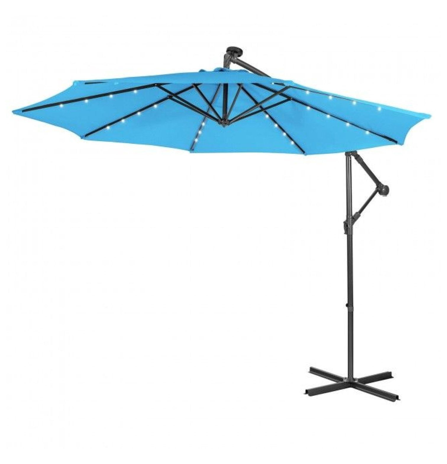 10 Feet Patio Solar Powered Cantilever Umbrella with Tilting System ...