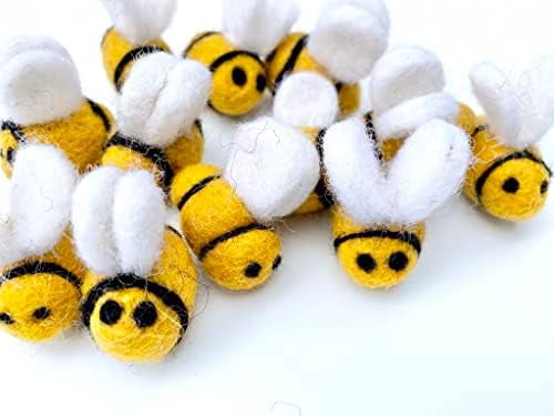 10 Felt Bumble Bees - Wool Honey Bees for Crafting Garlands, Mobiles ...