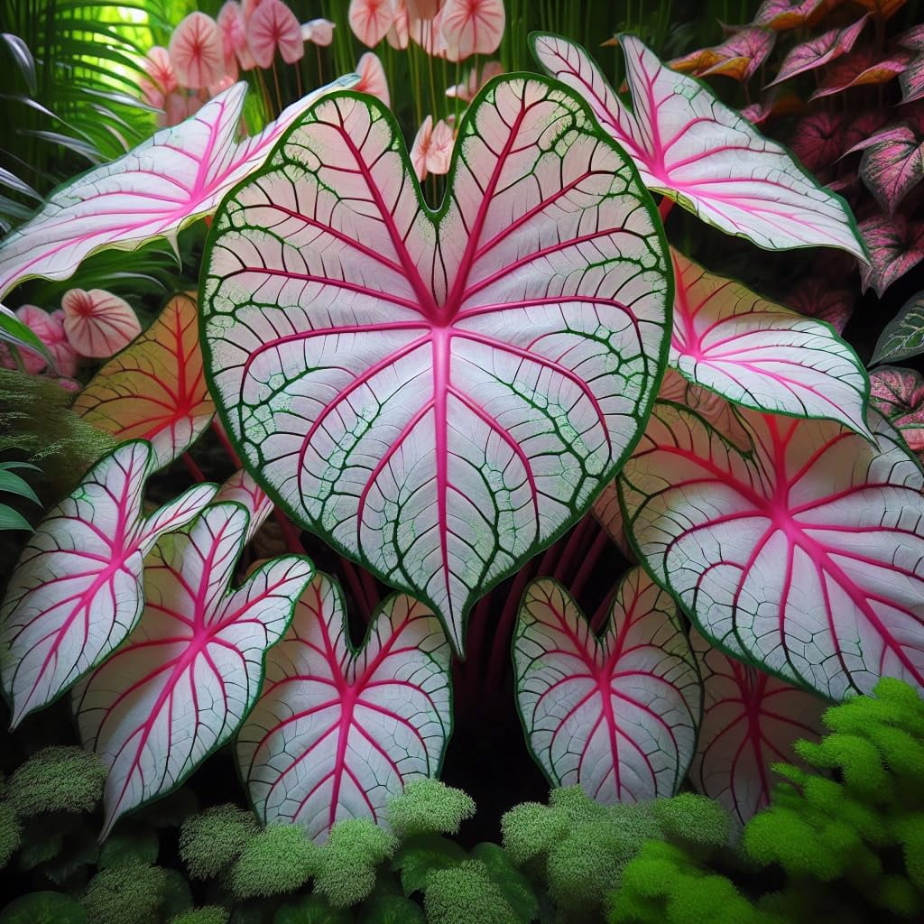 10 Fiesta Caladium Bulbs for Planting - Perennial Hosta, Elephant Ears ...
