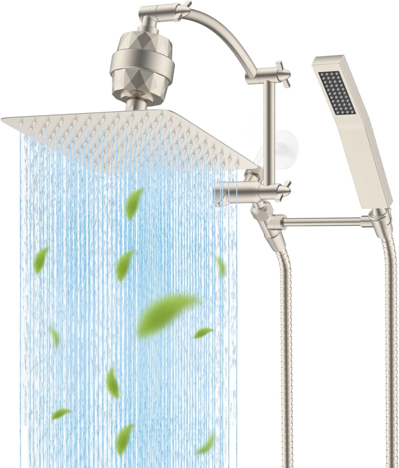 10'' Filtered Rainfall Shower with Handheld Combo, High Shower Wand, 16 ...