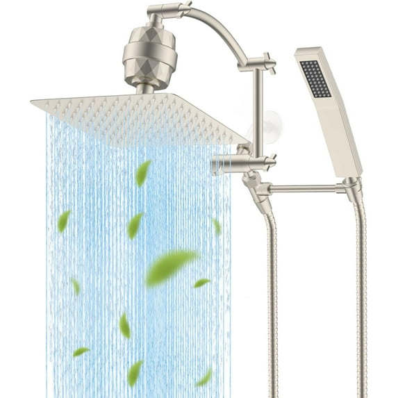 10'' Filtered Rainfall Shower with Handheld Combo, High Shower Wand, 16 ...