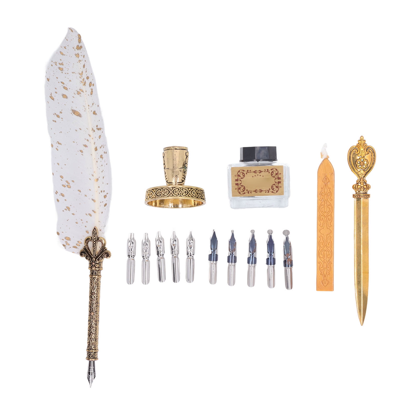 10 Fire Lacquer Nibs, Wax Letter Opener, Stand, Ink Bottle & Case for ...