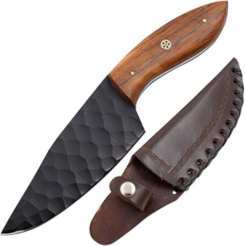 10" Fixed Blade Knife Full Tang Blade Rosewood Handle with Leather ...