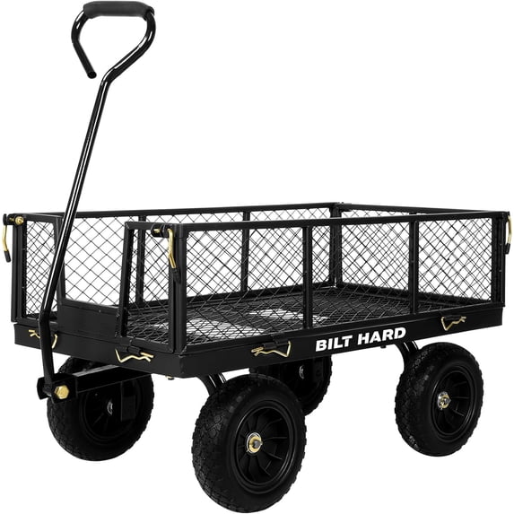 10" Flat-Free Steel Garden Cart with 180° Rotating Handle, Removable ...