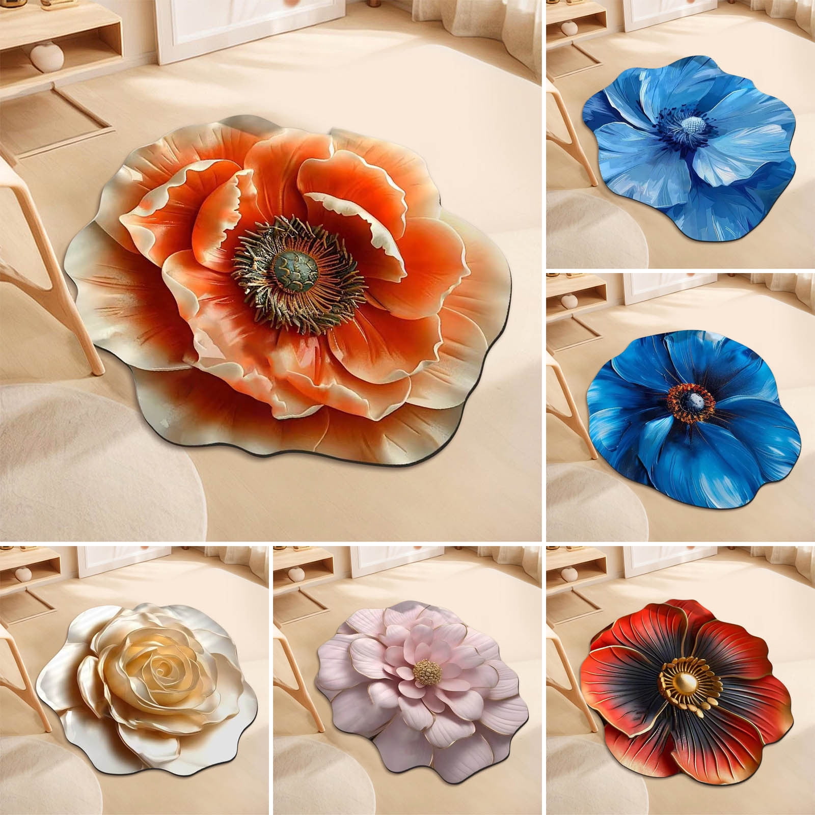 Under 10, Flower Diatom Pulp Carpet, QuickDrying AntiSlip, Shaped ...