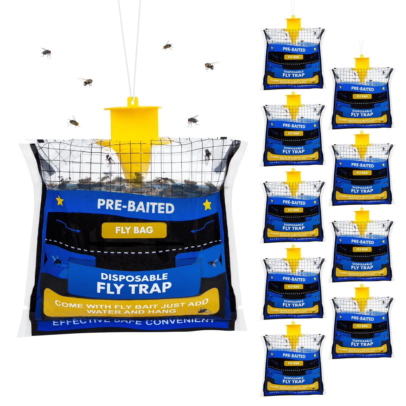 10 Fly Traps Outdoor Hanging Disposable, Bee Traps for Outside, Fly ...
