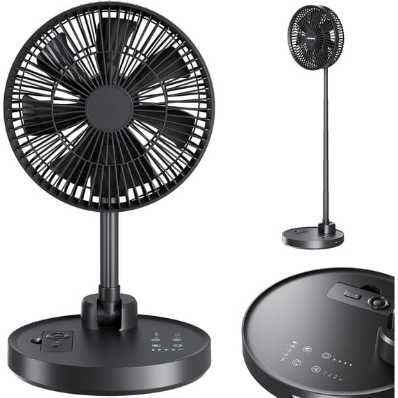 10'' Foldable Oscillating Fan, 20000mAh Operated with Remote & Timer ...