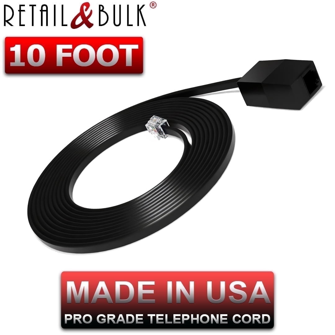 10 Foot Phone Extension Cord - Landline Phone Cable, 4 Wire, 100% ...