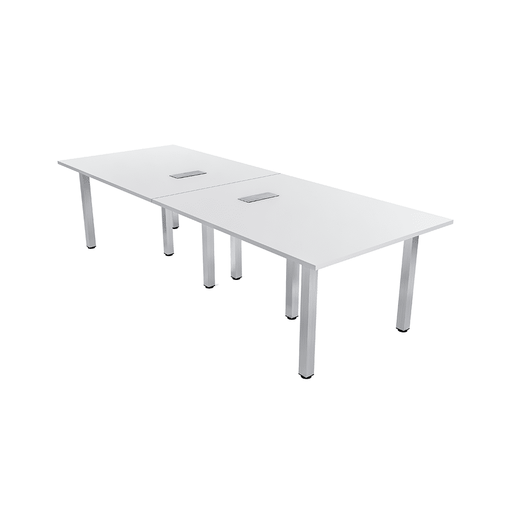 10 Foot Rectangle Conference Room Table with Power Modules Square Post ...
