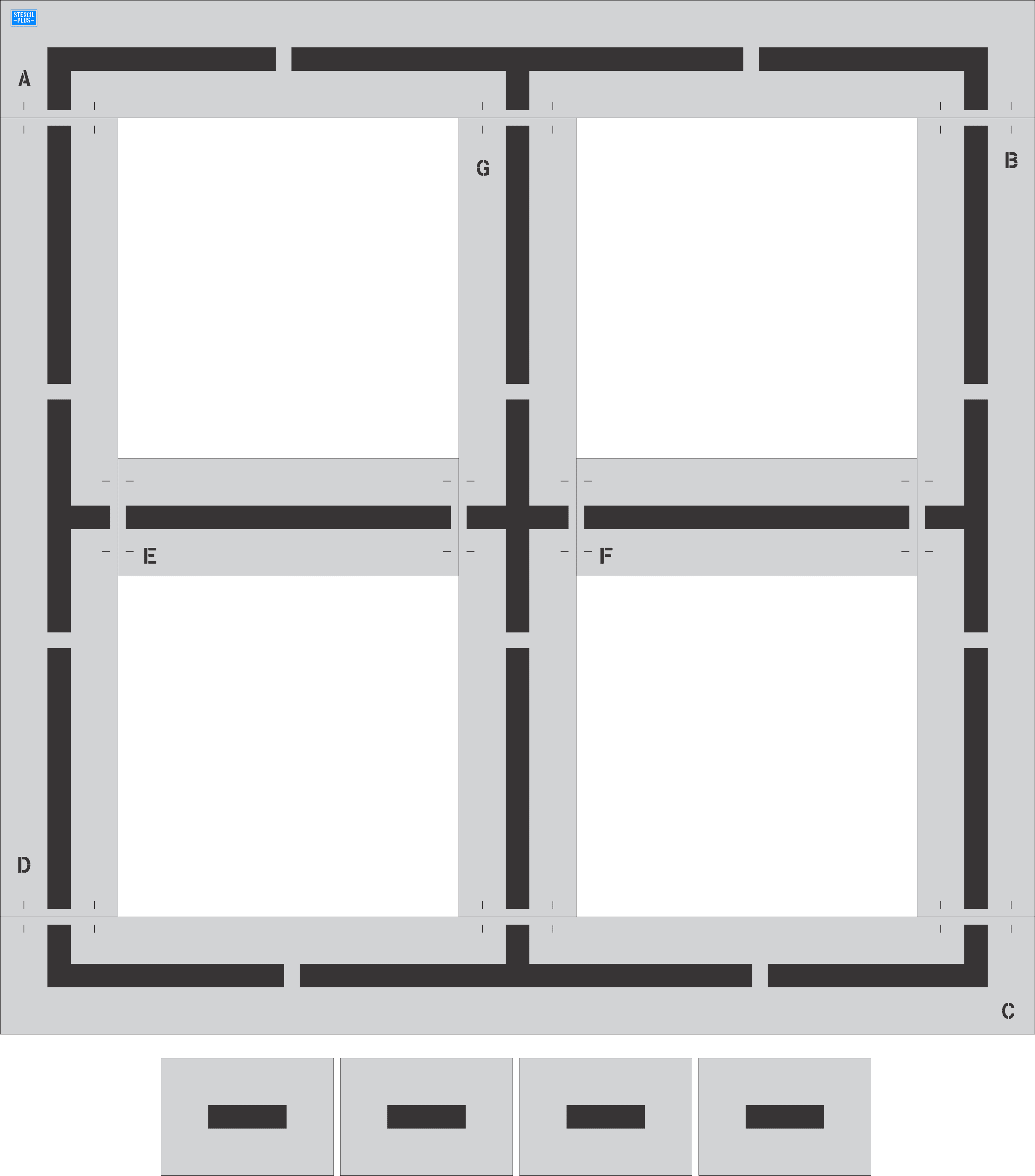10' Four Square with 4 keys Stencil Playground Stencil Thickness: .060 ...