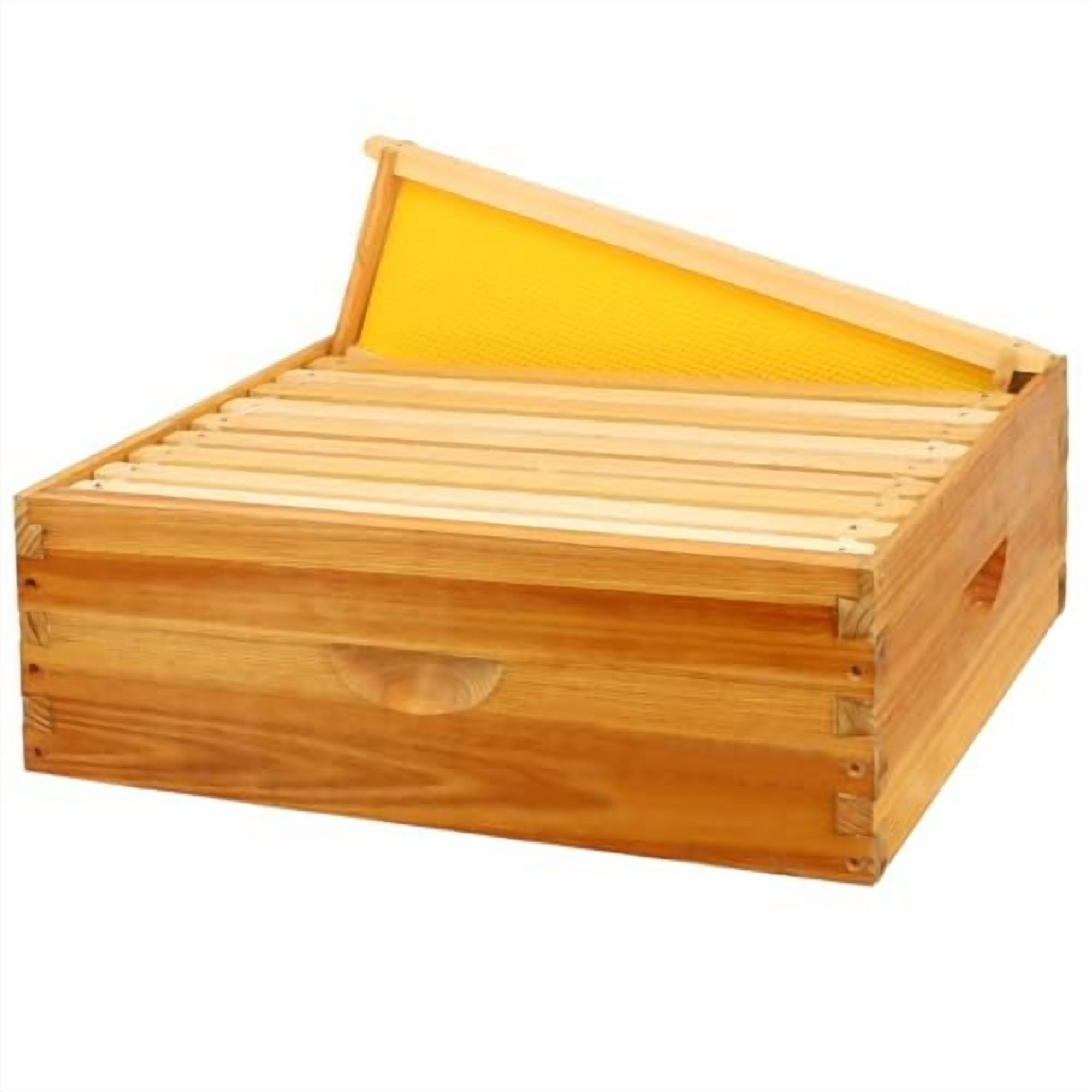 10 Frame Bee Hive Box, Langstroth Medium Super Bee Box Dipped in 100% Beeswax Include Beehive ...