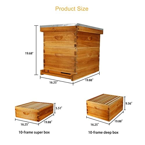 10-Frame Bee Hive Complete Beehive Kit Beeswax Coated Beehive Include ...