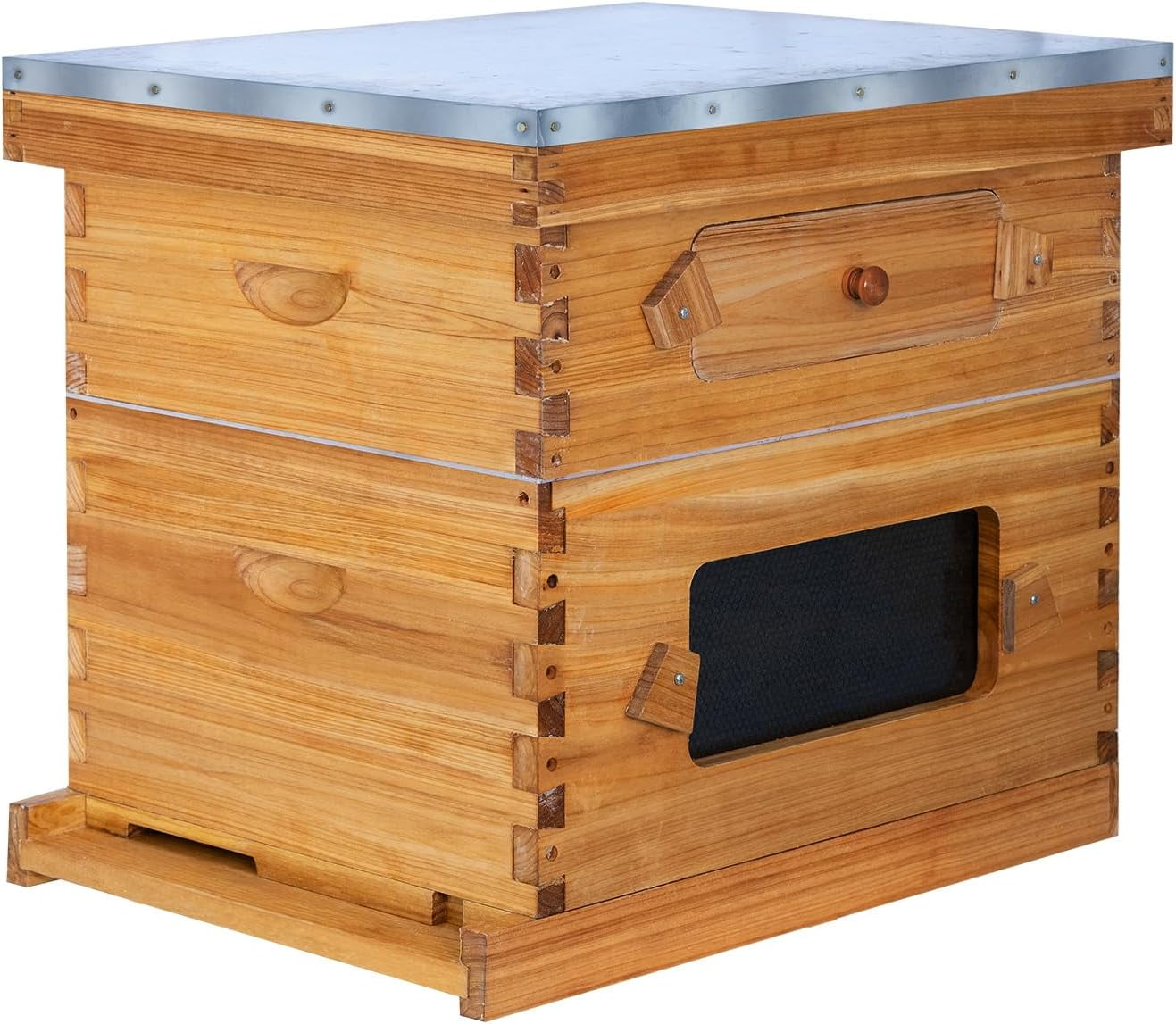 10 Frame Bee Hive Starter Kit with Windows, Beeswax Coated Langstroth Bee Hives Boxes for ...