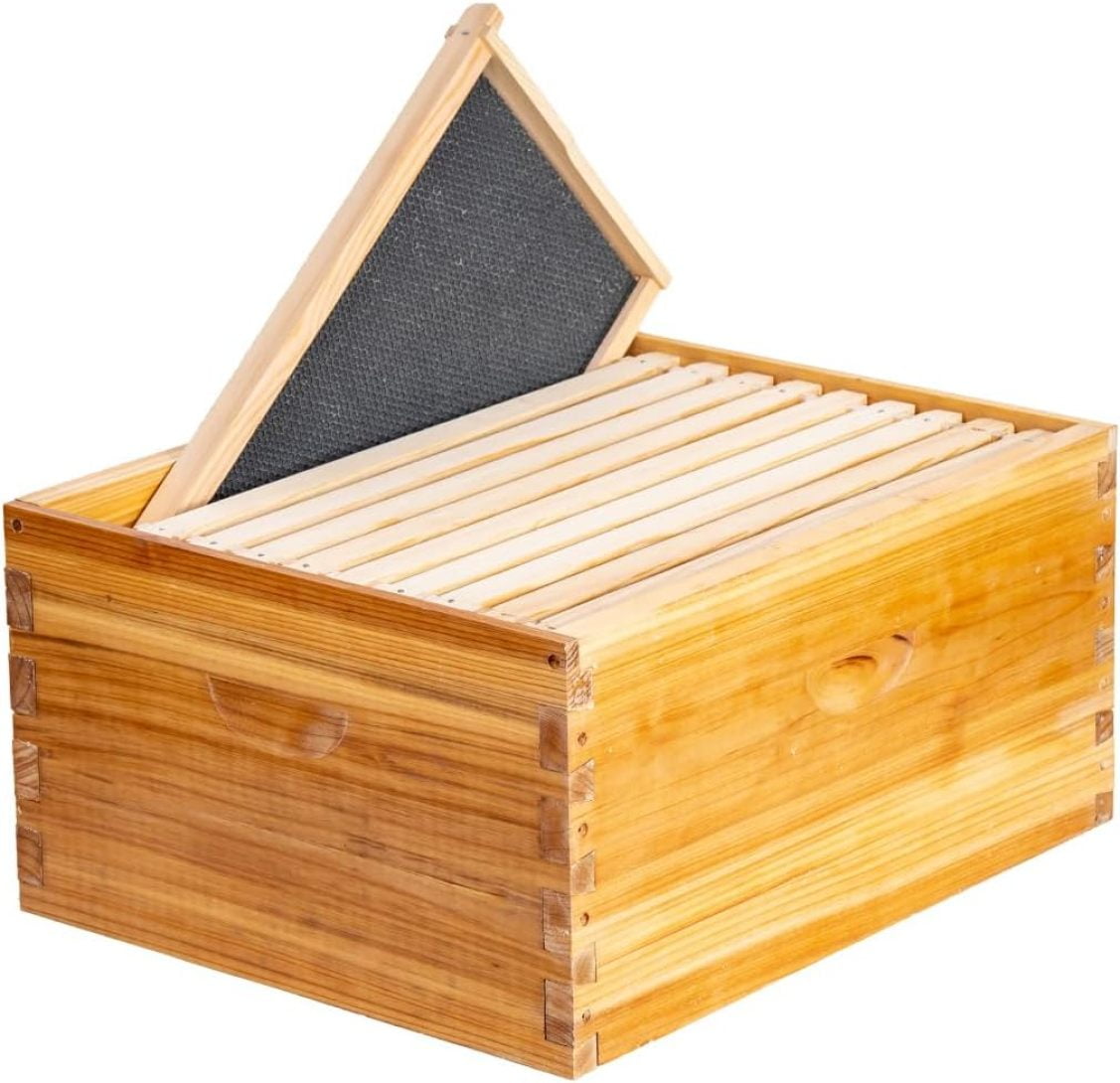 10-Frame Beehive Box Langstroth Deep Brood Box Dipped in 100% Beeswax ...