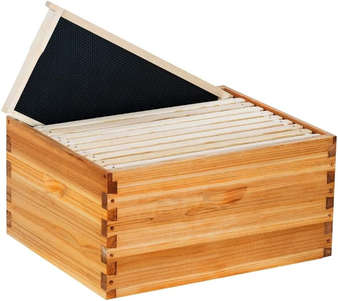 10 Frame Deep Brood Beehive Box Wax Coated Bee Hives Includes Beehive ...