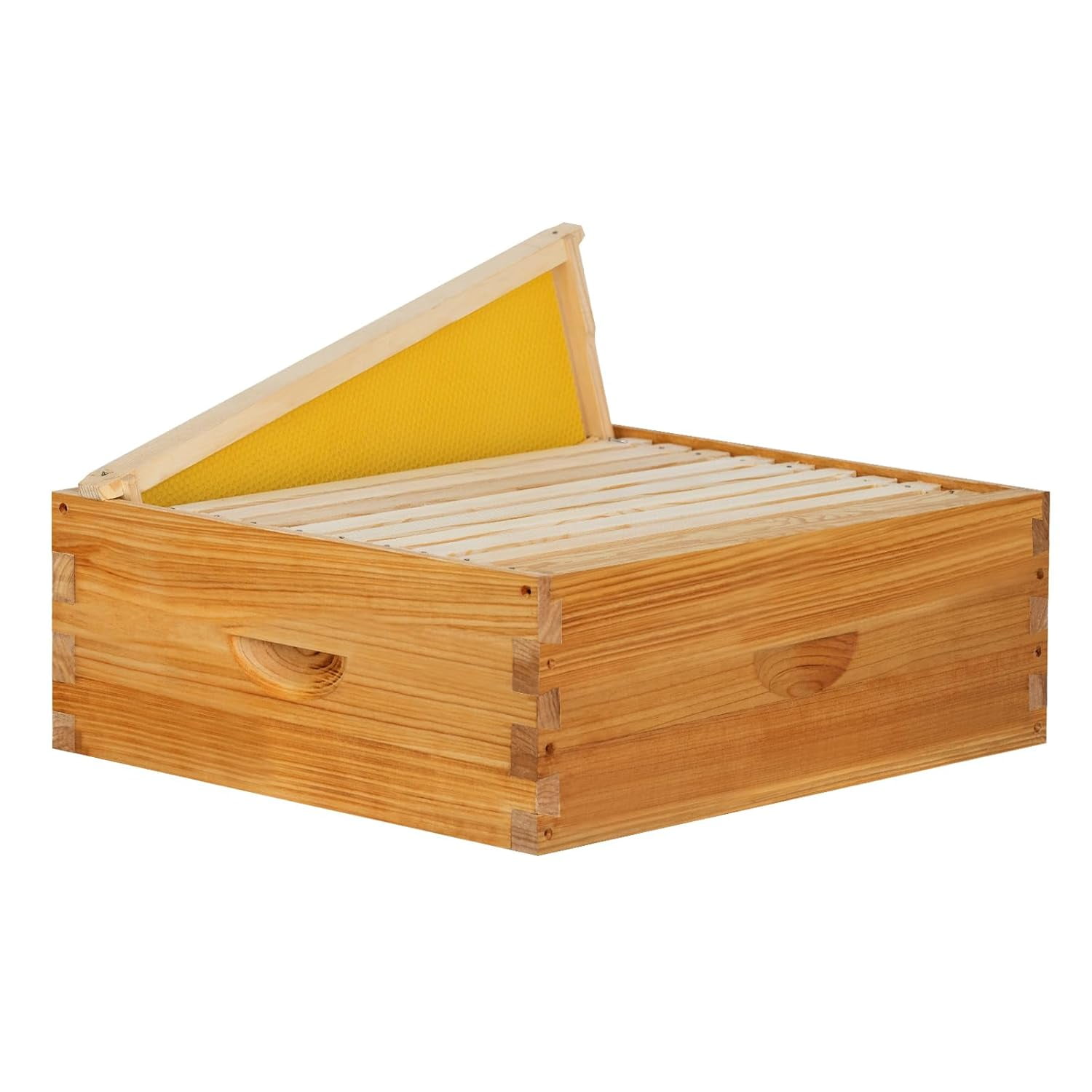 10 Frame Medium Super Box for Honey Bee Hives Beeswax Coated Beehive Super Box with Frames and ...