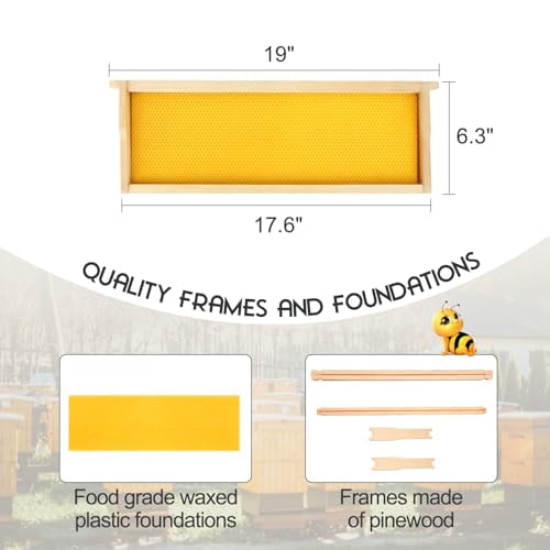 10 Frame Medium Super Box for Honey Bee Hives Beeswax Coated Beehive ...