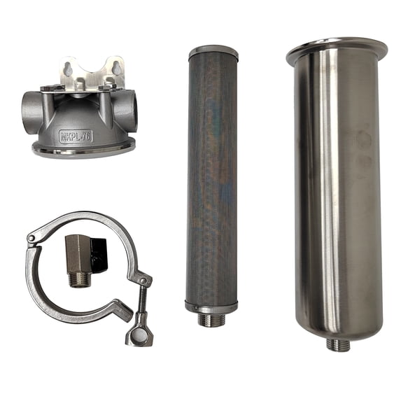 10" Front Filter with Clamp 304 Stainless Steel 1" Interface Bucket ...
