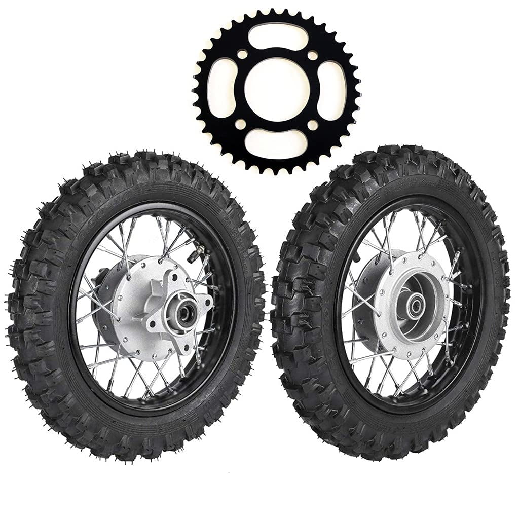 10" Front and Rear Wheels 2.50-10 Tire Rim 1.4x10 Drum Brake with 420 37T Chain Sprocket for CRF ...
