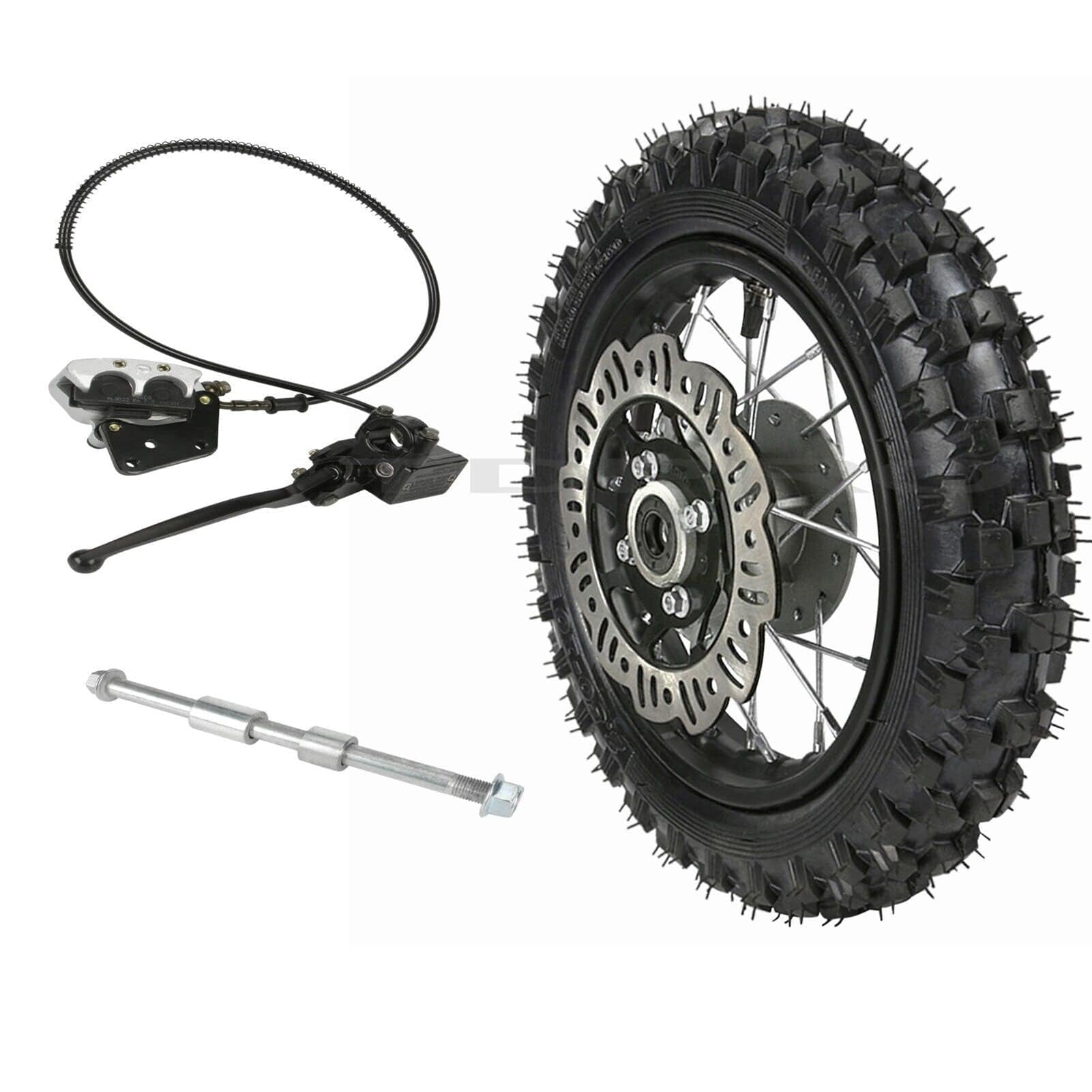 10" Front Wheel 2.50-10 Tire Rim w/Brake Caliper and 12mm Axle Bolt for Pit Dirt Bike CRF XR 50 ...