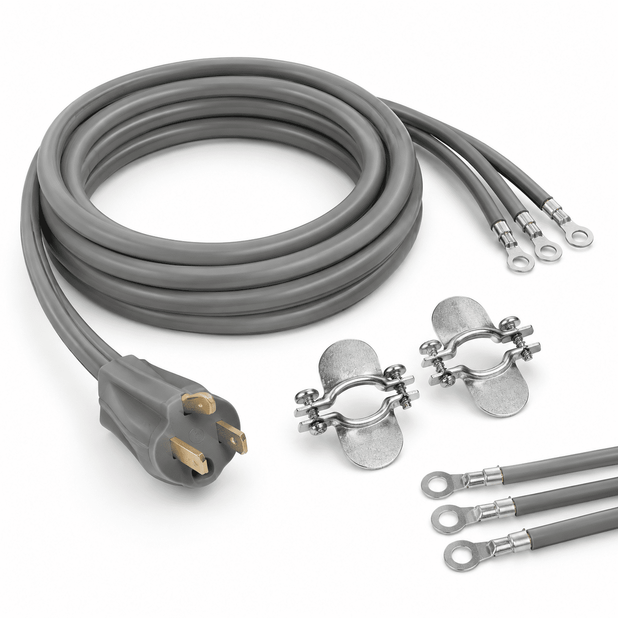 10 Ft 3 Prong Dryer Cord 10/3 Srdt Flat Plug Grey - Walmart.com