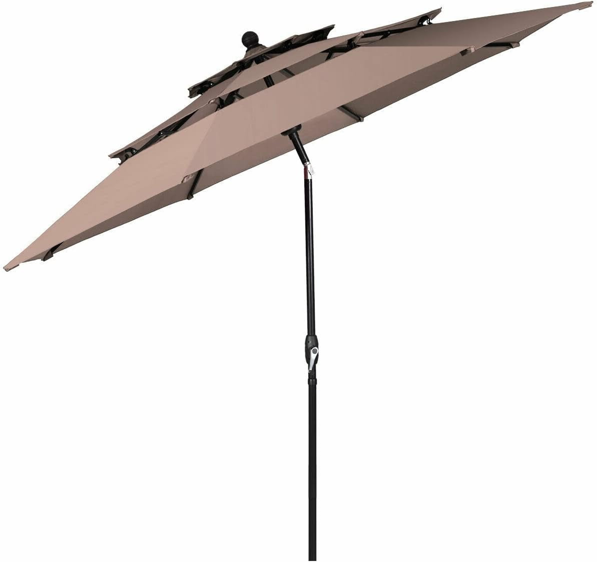 10 Ft 3 Tier Patio Umbrella,Market Umbrella Table Umbrellas W/Double ...